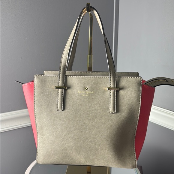 kate spade | Bags | Kate Spade Cream And Pink Tote Bag With Structured ...
